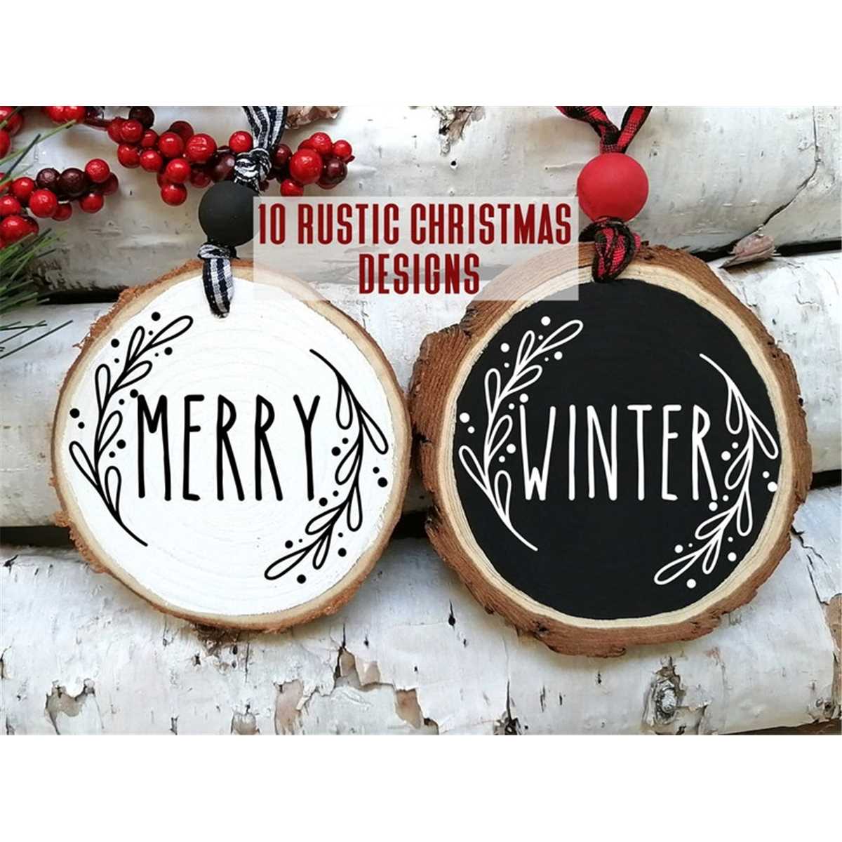 Rustic Christmas Words SVG PNG PDF, Christmas Ornament Words | Inspire ...