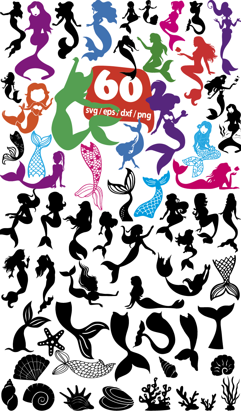 Mermaid SVG Bundle, Mermaid Cartoon Bundle svg, Ocean Animal - Inspire ...