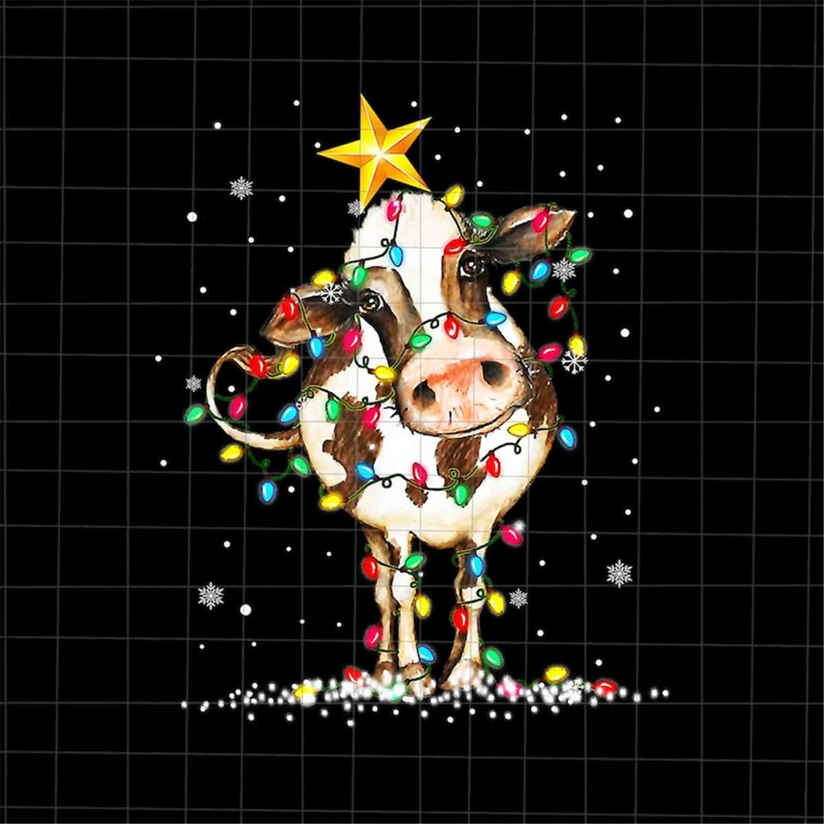 Cow Reindeer Christmas Light Png, Cow Light Xmas, Cow Tree X - Inspire ...