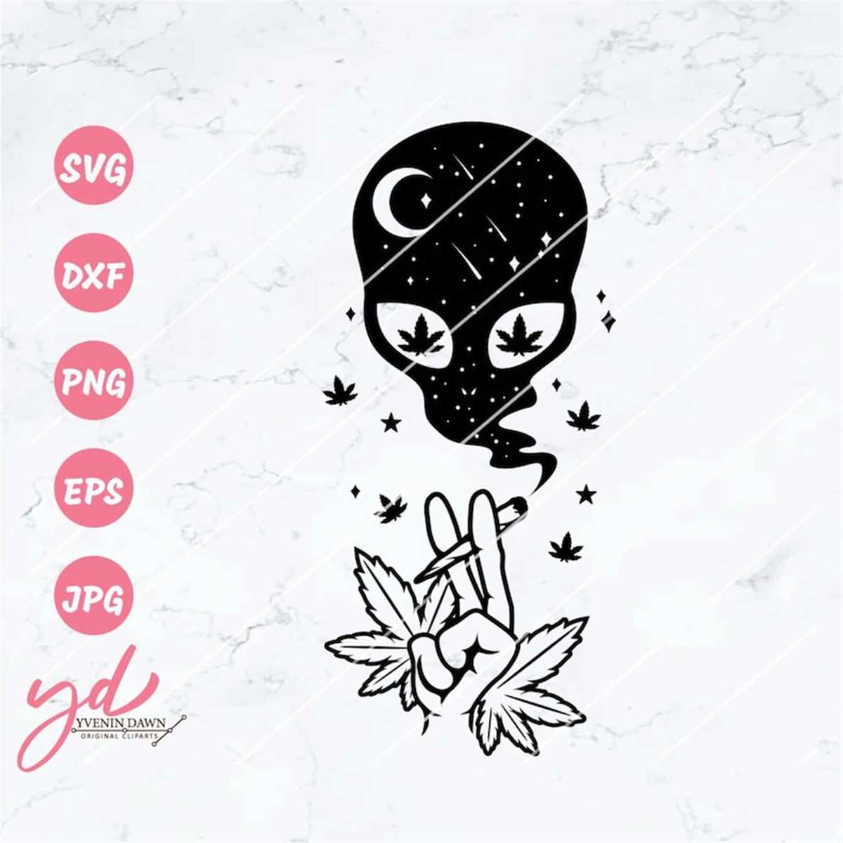 Alien Smoking Weed Svg | Weed Svg | Smoking Joint Svg | Alie - Inspire ...