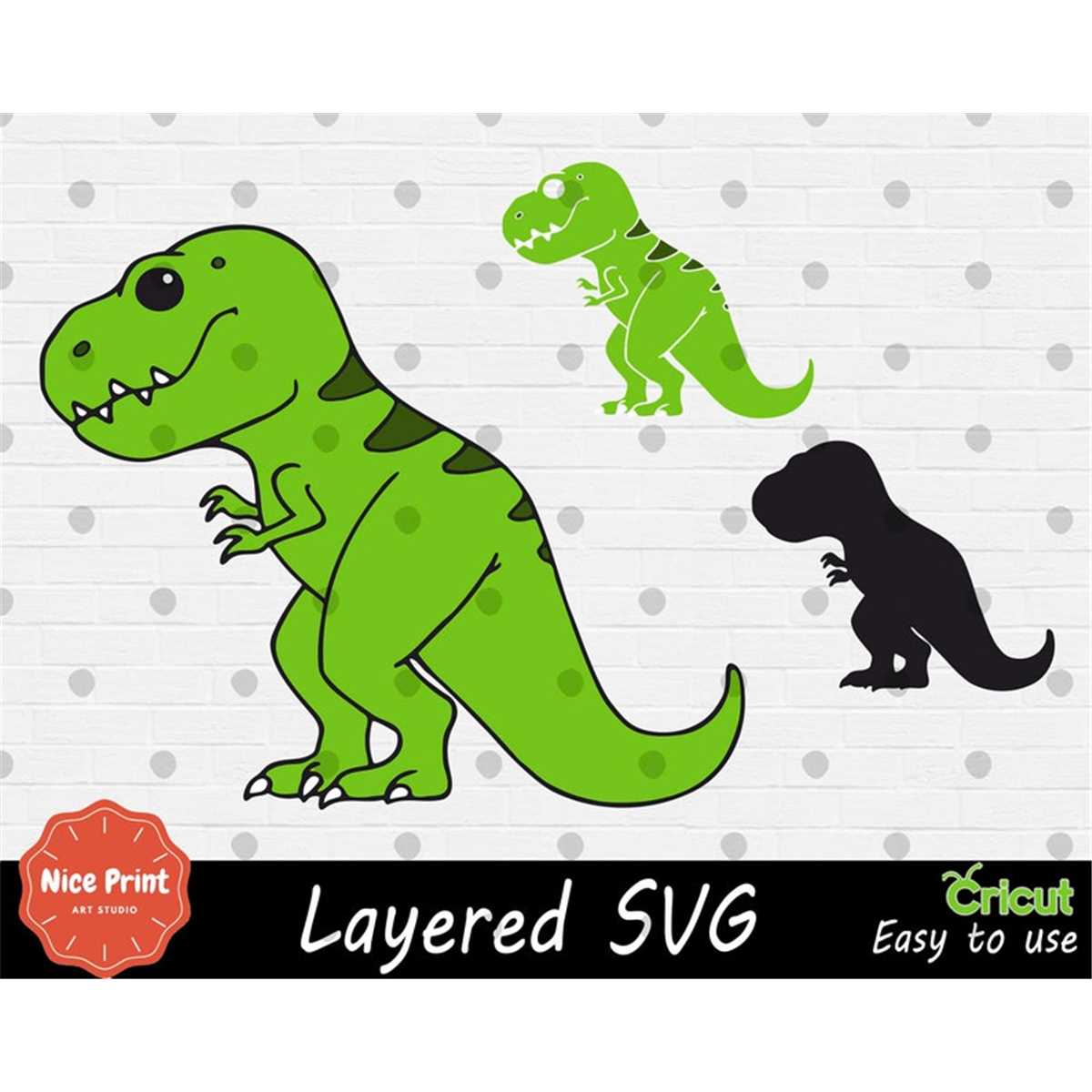 Layered SVG for Cricut T-Rex Dinosaur - Cricut SVG for Fans - Inspire ...