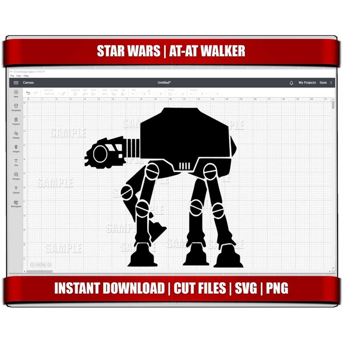 AT-AT walker svg png clipart, star wars svg, instant downloa | Inspire ...