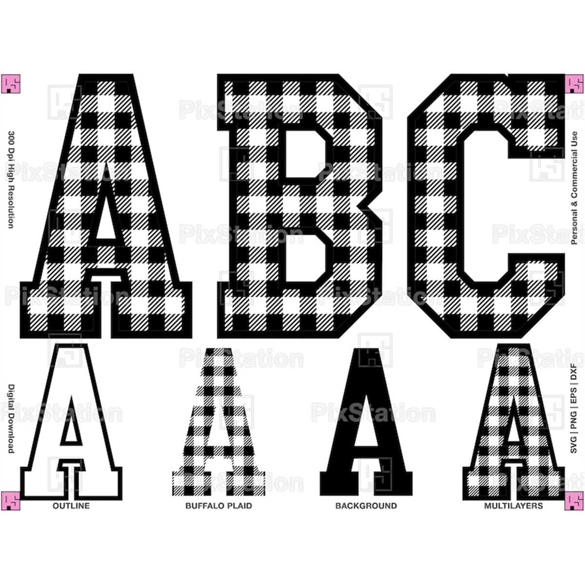 Buffalo Plaid Alphabet Multi Layered Svg, Black Buffalo Plai | Inspire ...