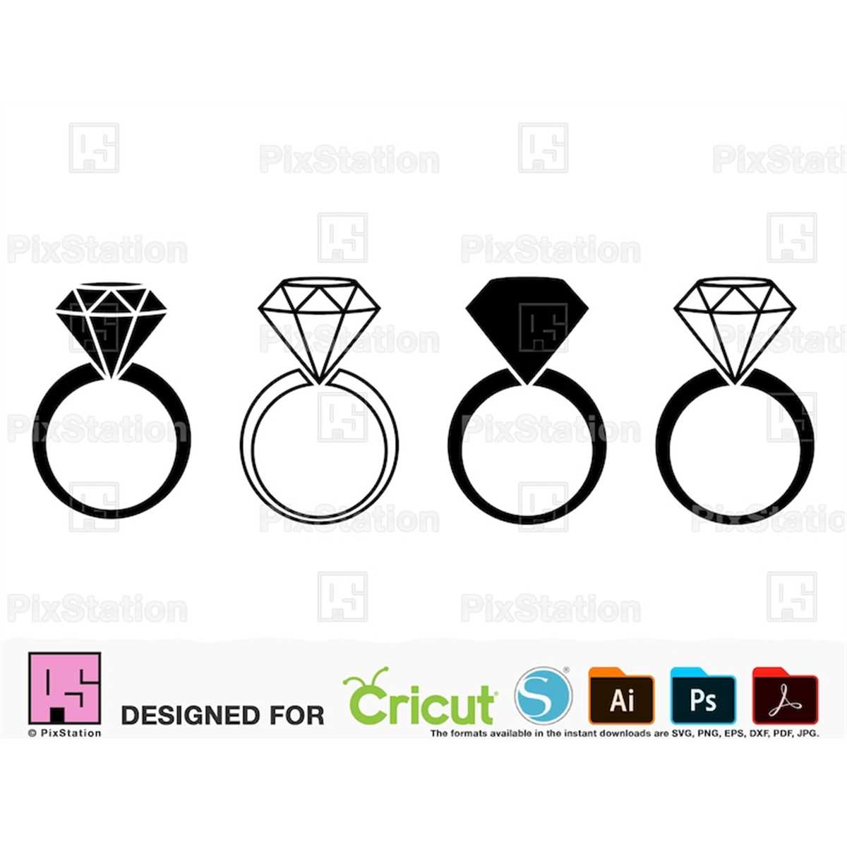 Wedding Ring Svg, Diamond Ring Svg Clip art Vector Dxf Pdf J | Inspire ...