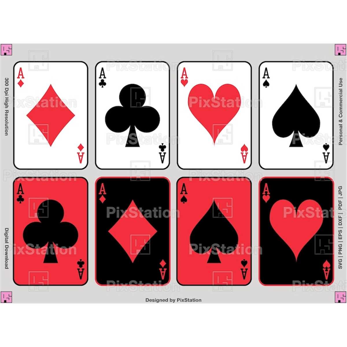 Aces Svg, Red Playing Cards, Clip Art Vector, Esp Dxf Jpg Pn | Inspire ...