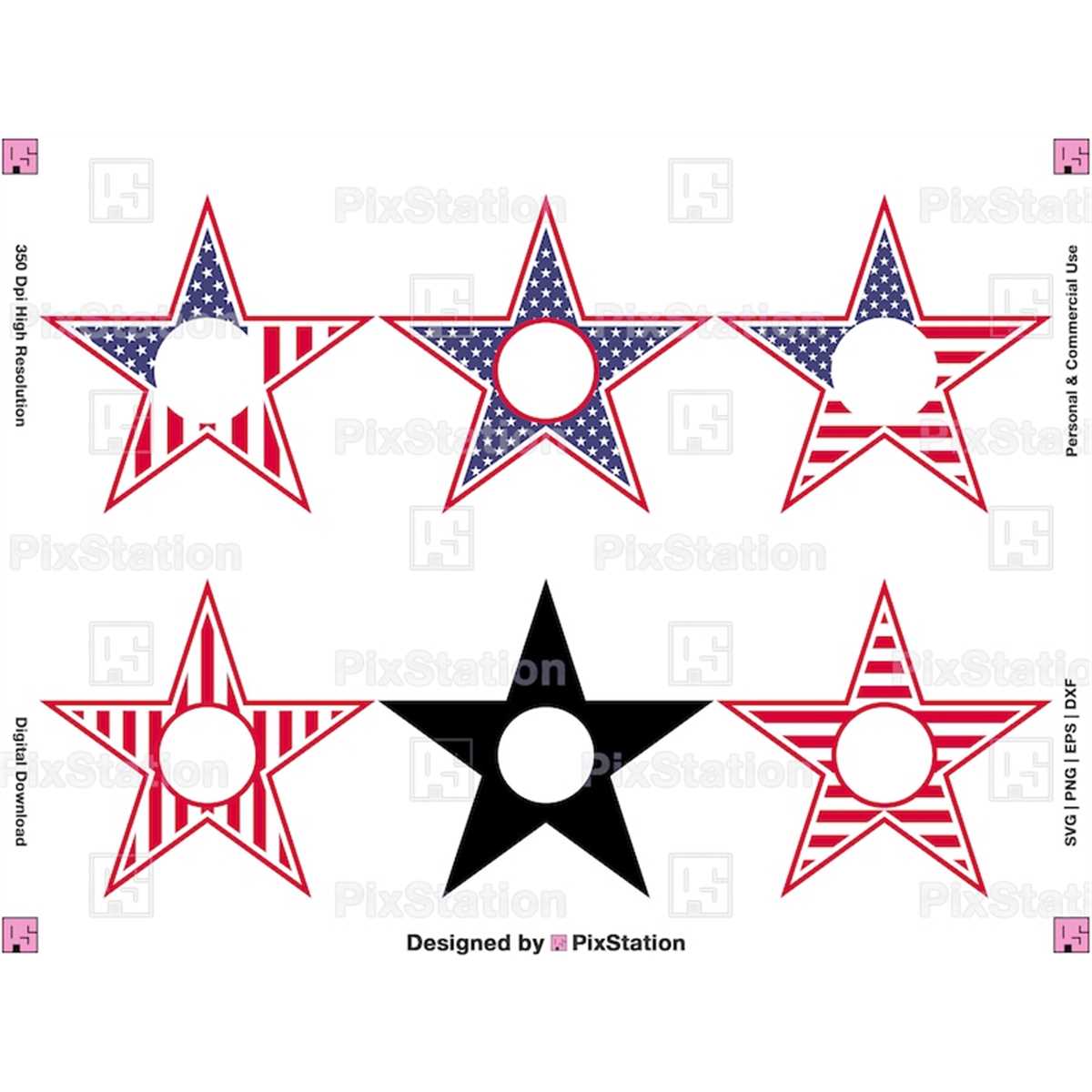 American Flag Star Monogram Svg Bundle, Patriotic Star Svg, | Inspire ...