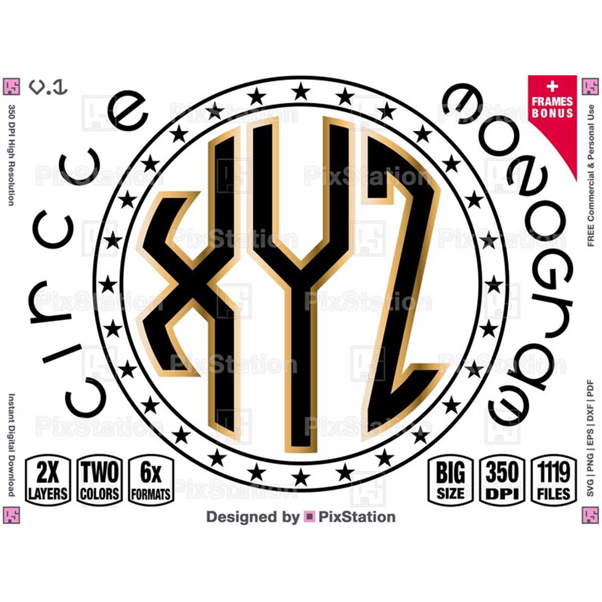 Three Letter Circle Monogram Alphabet Svg V1, Two Layers Key - Inspire ...