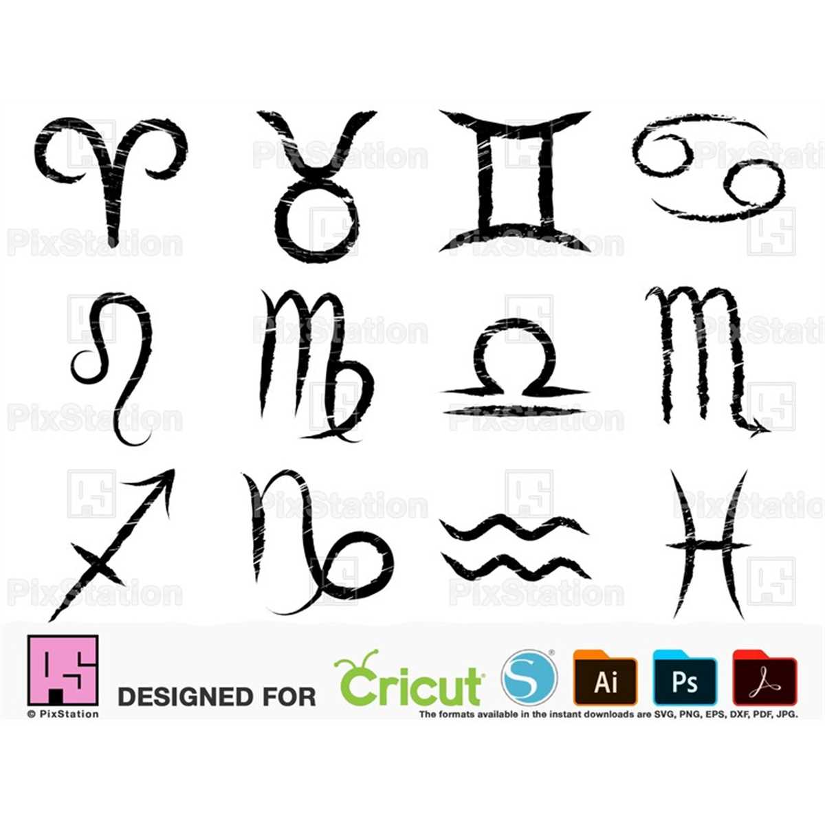 Zodiac Svg Bundle Hand Drawn, Horoscope Svg, Astrology Signs | Inspire ...