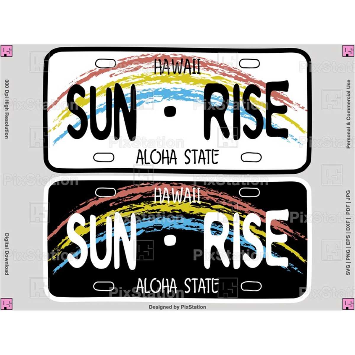 Hawaii License Plate Sun Rise SVG, License Plate Art, Esp Dx | Inspire ...