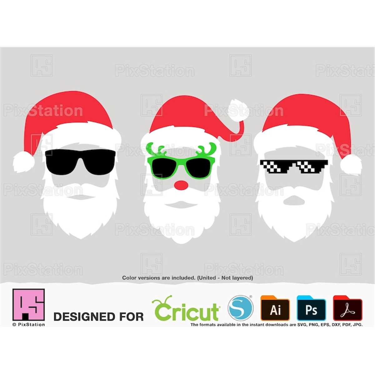 Santa Sunglasses Svg, Santa With Glasses, Santa Face Svg, Sa | Inspire ...