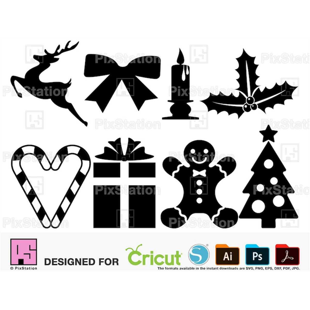 Christmas Svg Bundle,Tree, Deer, Candy Cane, Ribbon, Gift Bo | Inspire ...