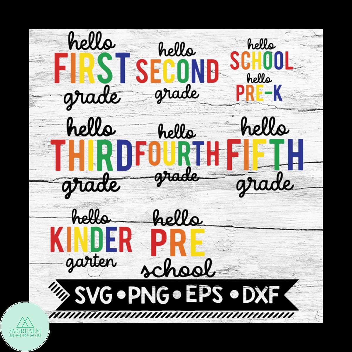 Rainbow Hello School, Svg, Bundle, Back to School Svg, First | Inspire ...