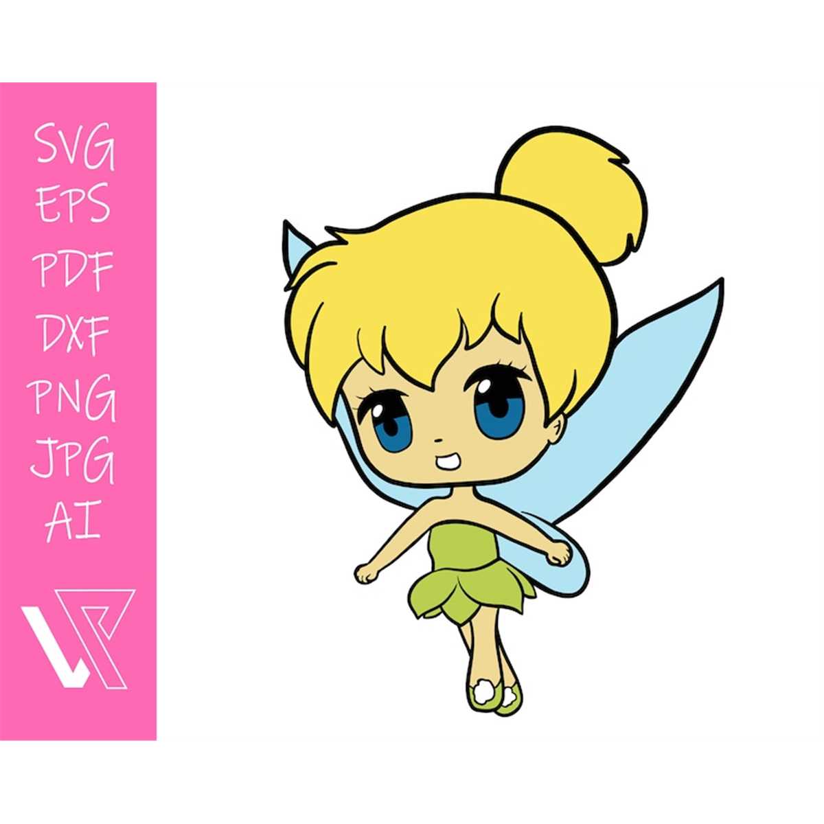 Tinkerbell, Tinkerbell Chibi Layered SVG Cricut Cut File Sil | Inspire ...