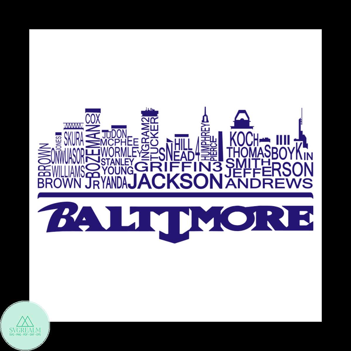 Baltimore's, Football Team, Skyline Names, Svg, Sport | Inspire Uplift