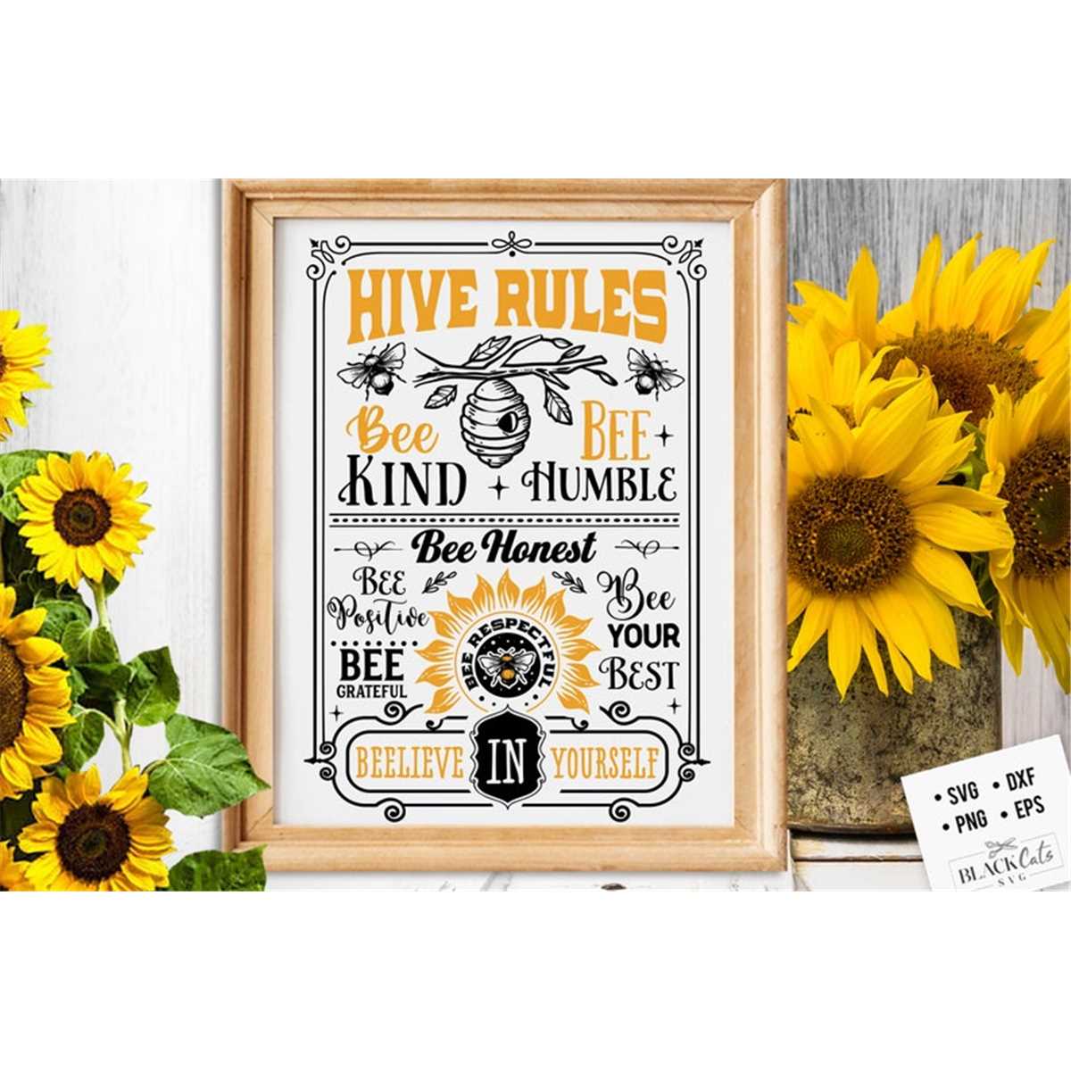 Hive rules svg, Bee rules poster svg, Bee svg, Sunflower sv | Inspire ...