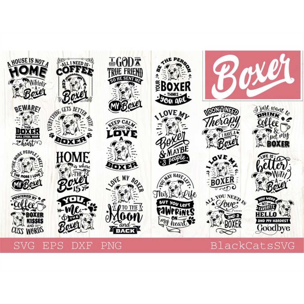 Boxer Bundle SVG 20 designs, Boxer dog svg, I love my Boxer | Inspire ...