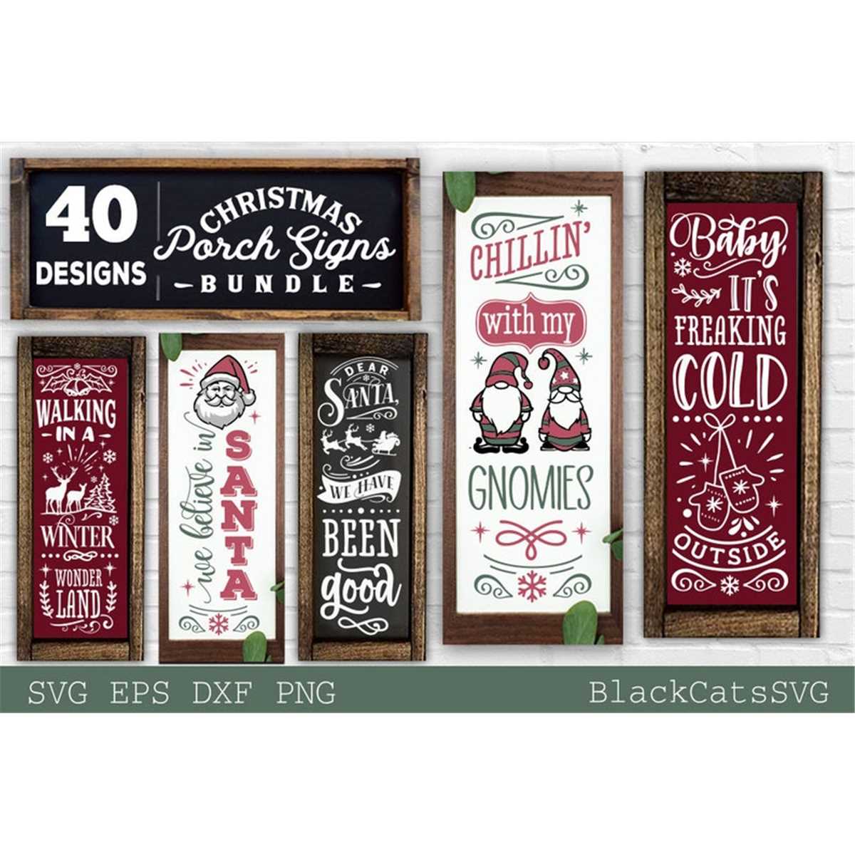 Christmas porch sign SVG Long sign Santa SVG Vertical signs | Inspire ...