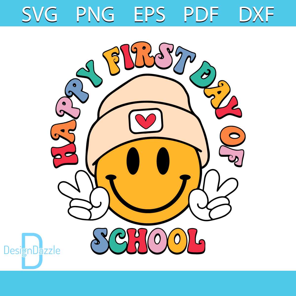 Happy First Day Of School Smiley Face SVG Cutting Digital Fi | Inspire ...
