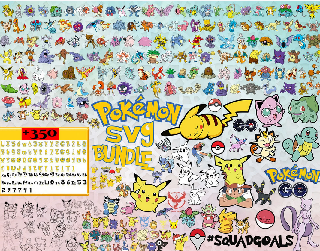 Pokemon Svg bundle, 350Pokemon svg files, Pokemon Clipart, P - Inspire ...