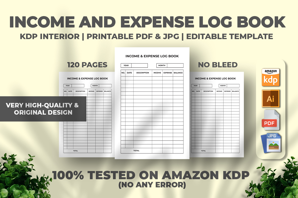 Income And Expense Log Book KDP Interior | Inspire Uplift