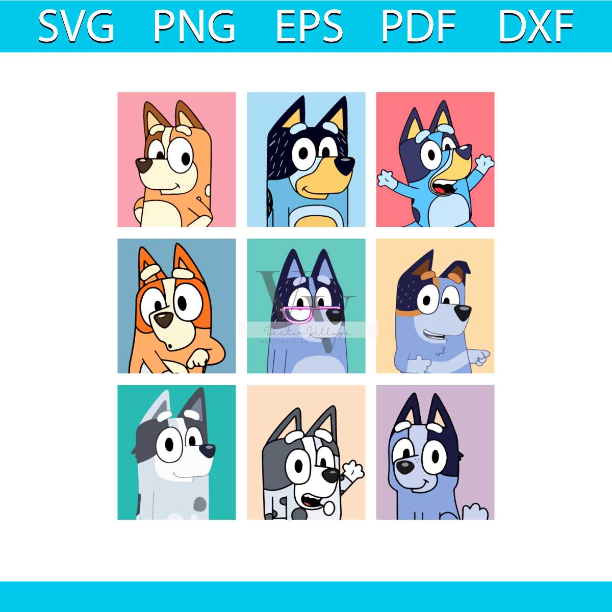 Retro Bluey Family SVG Bluey Party SVG Cutting Digital File - Inspire ...