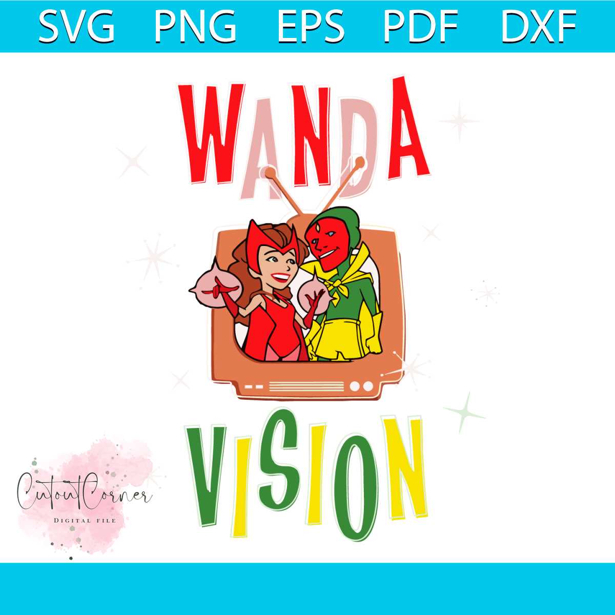 Retro WandaVision TV Artwork Svg Silhouette Cricut Files | Inspire Uplift