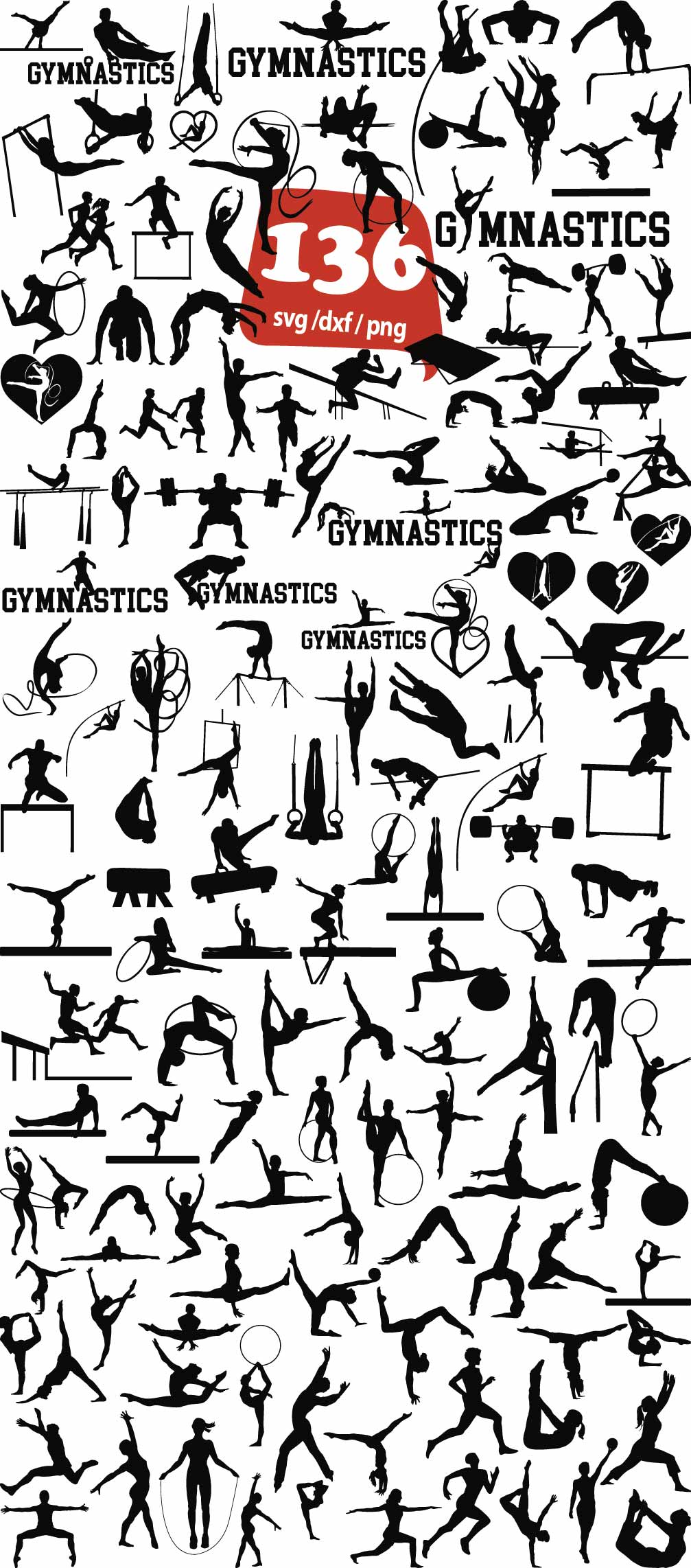 Gymnast SVG Bundle, Gymnastics Silhouette svg, Tumbling svg, - Inspire ...