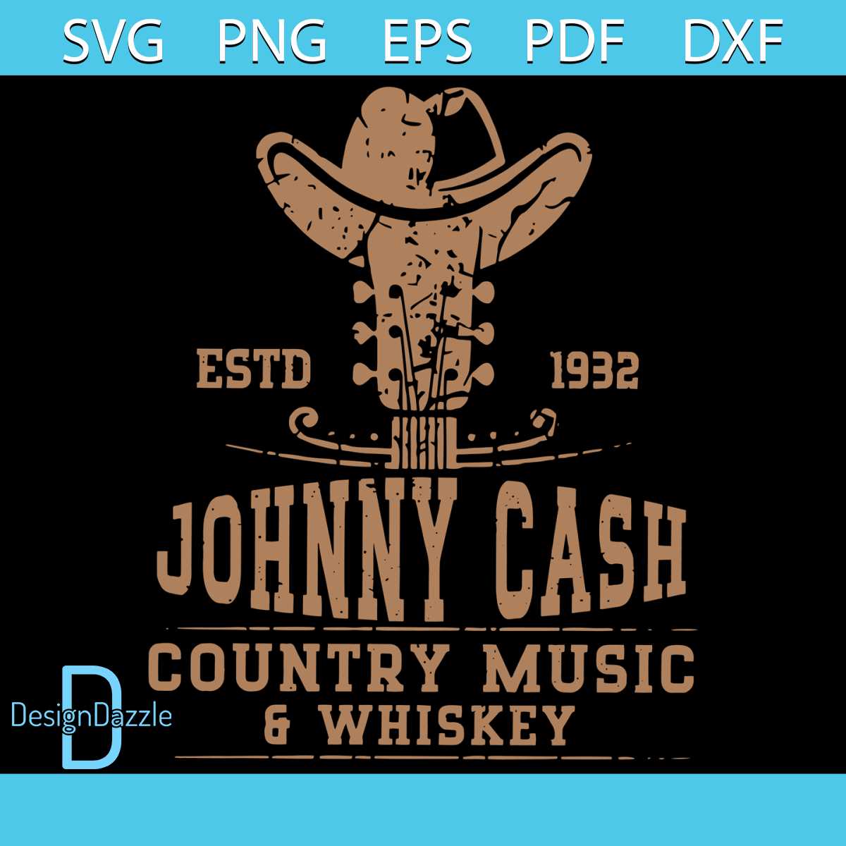 Johnny Cash Estd 1932 Country Music And Whiskey SVG File | Inspire Uplift