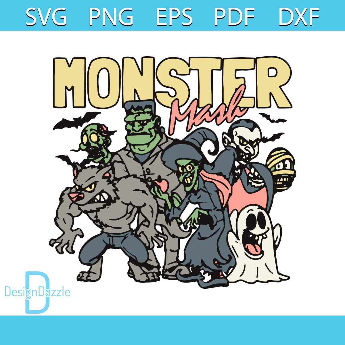 Vintage Monster Mash Retro Halloween Monster Squad SVG | Inspire Uplift