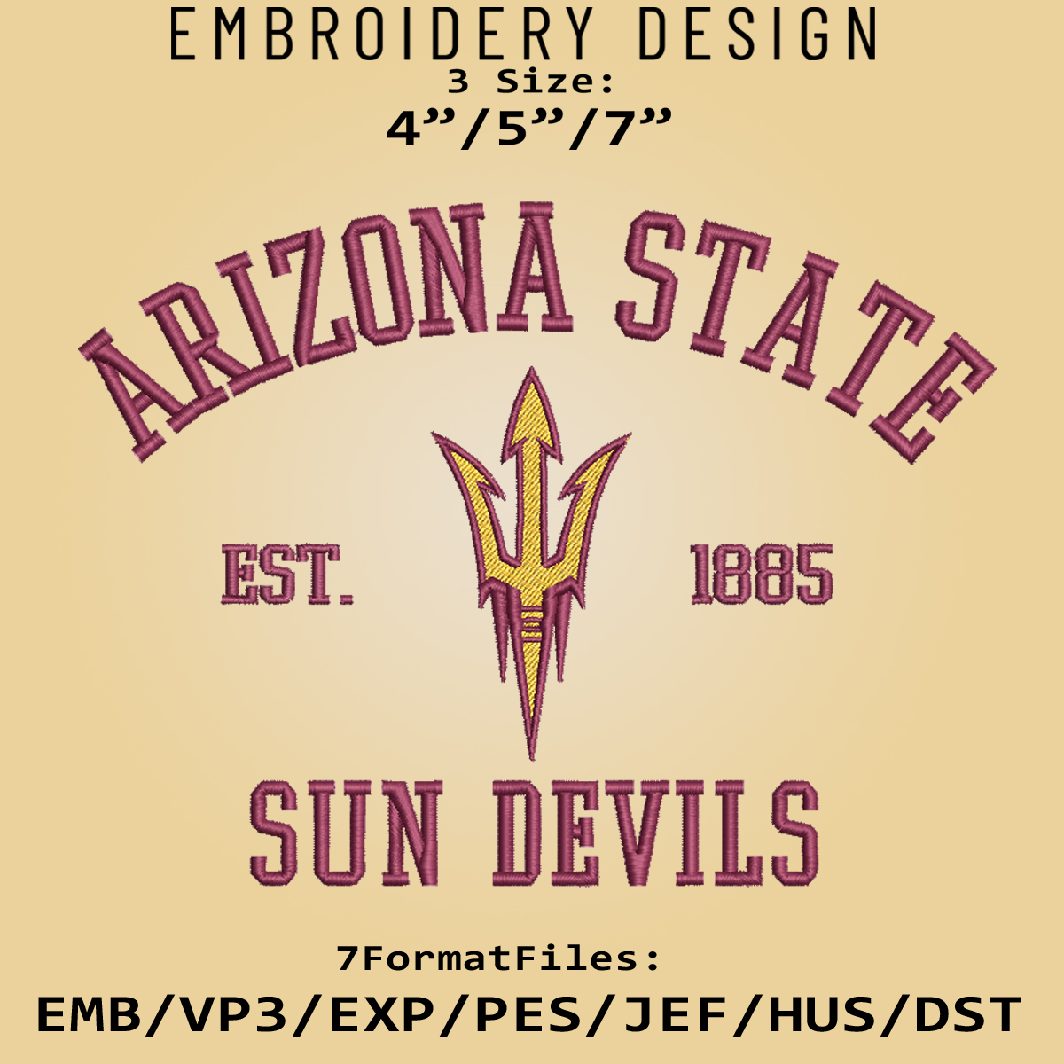Arizona State Sun Devil embroidery design, NCAA Logo Embroid - Inspire ...