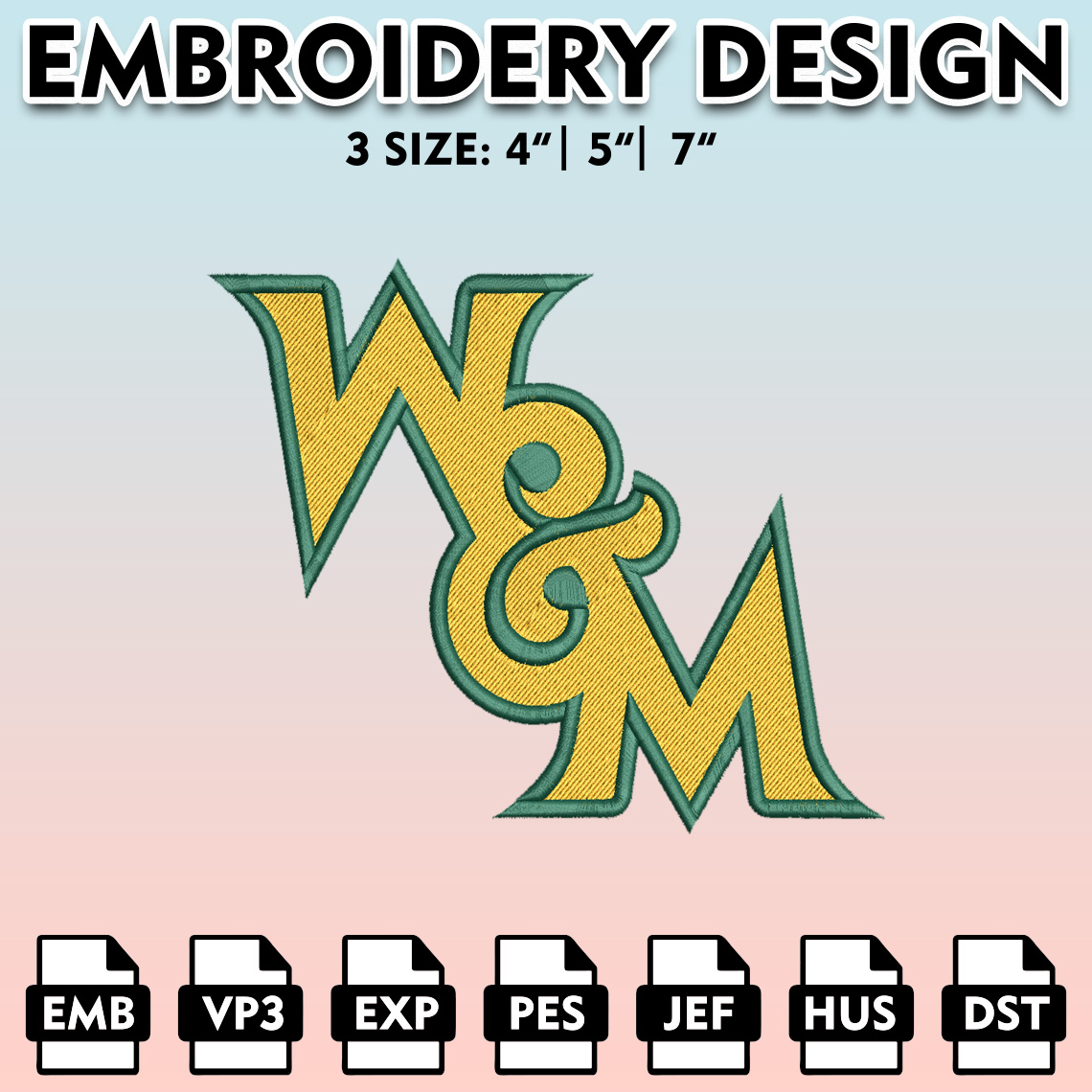NCAA Logo Embroidery Designs, NCAA William & Mary, William & | Inspire ...