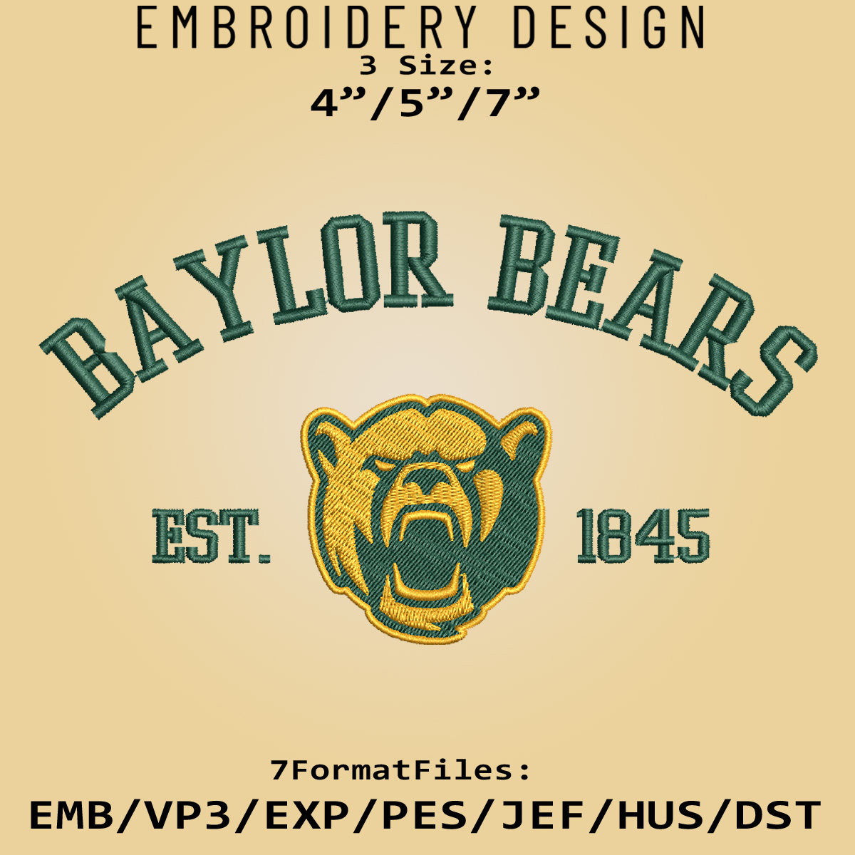 Baylor Bears embroidery design, NCAA Logo Embroidery Files, | Inspire Uplift