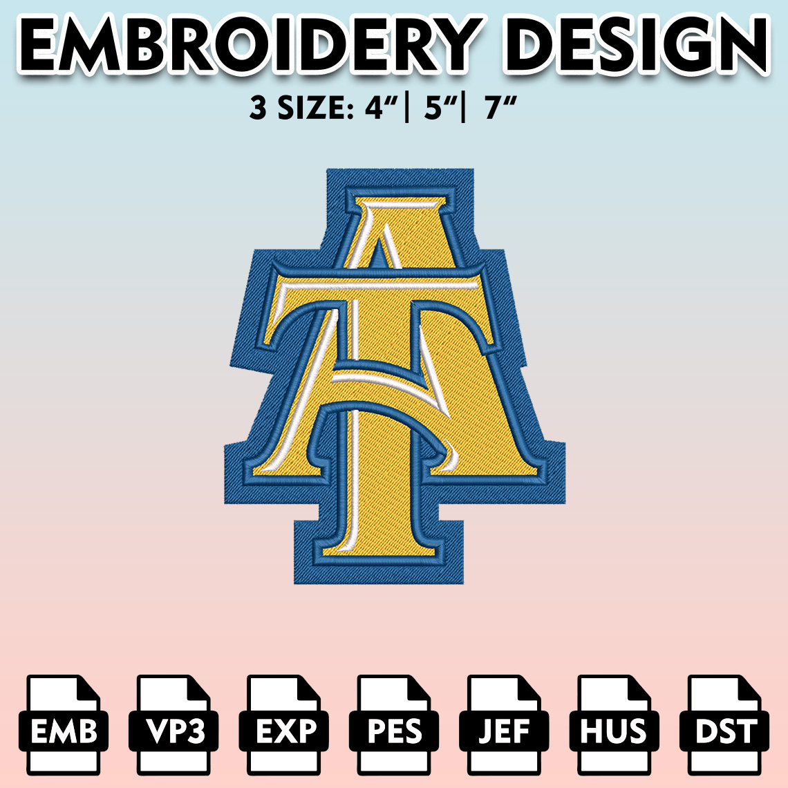 NCAA Logo Embroidery Designs, NCAA North Carolina AT Aggies, | Inspire ...