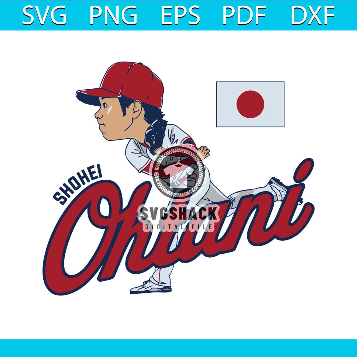 Shohei Ohtani Japan Caricature MLB SVG Digital Files | Inspire Uplift