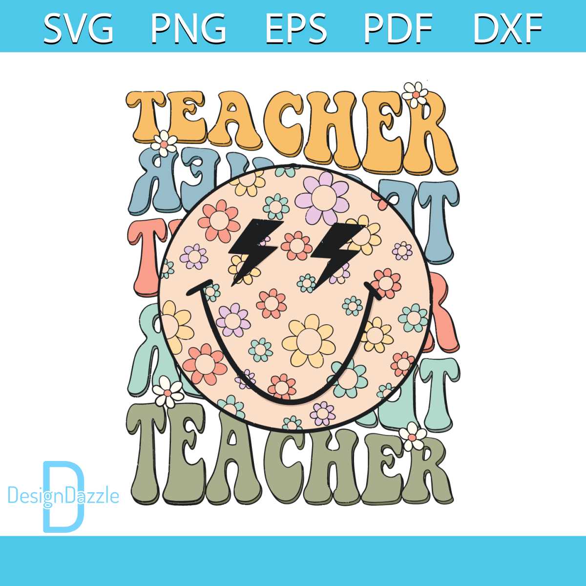 Retro Teacher Back To School SVG Teacher Smiley Face SVG Fil | Inspire ...