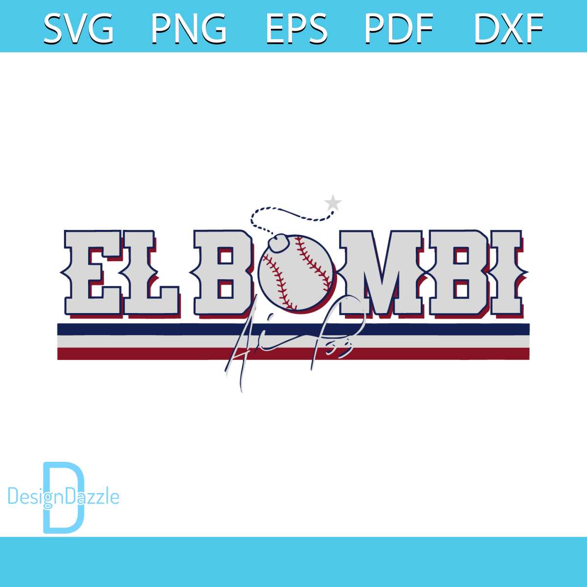 Bombi Bomb El Bombi SVG Adolis Garcia SVG Cricut Files | Inspire Uplift