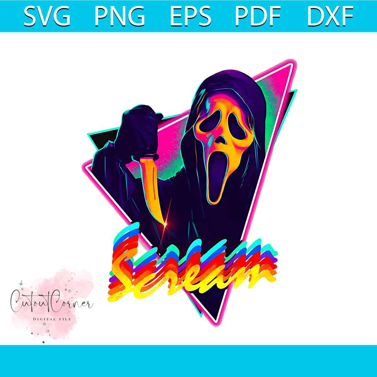 Scream Vintage Halloween Movie PNG Sublimation Download | Inspire Uplift