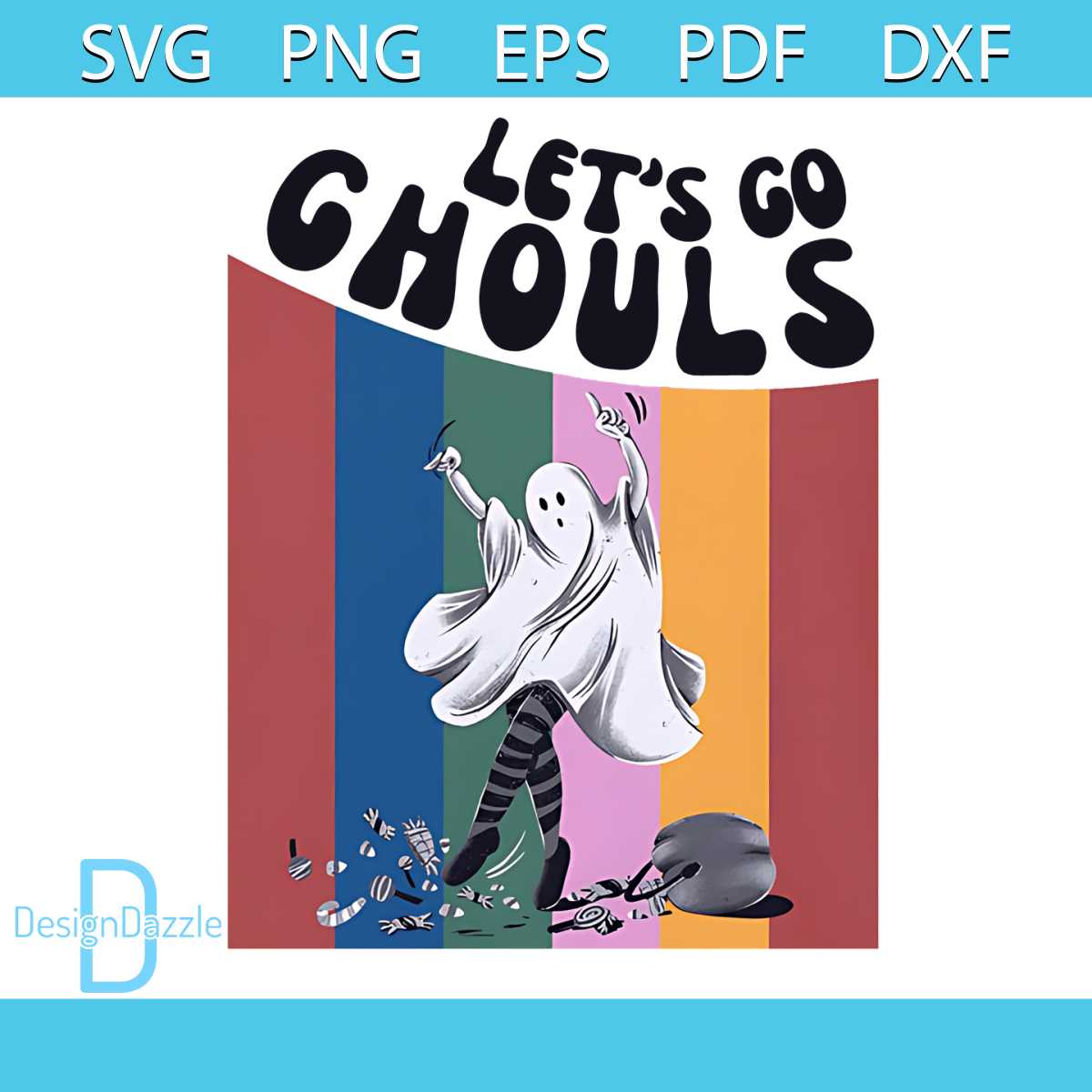 Lets Go Ghouls Retro Halloween Cartoons PNG Sublimation | Inspire Uplift
