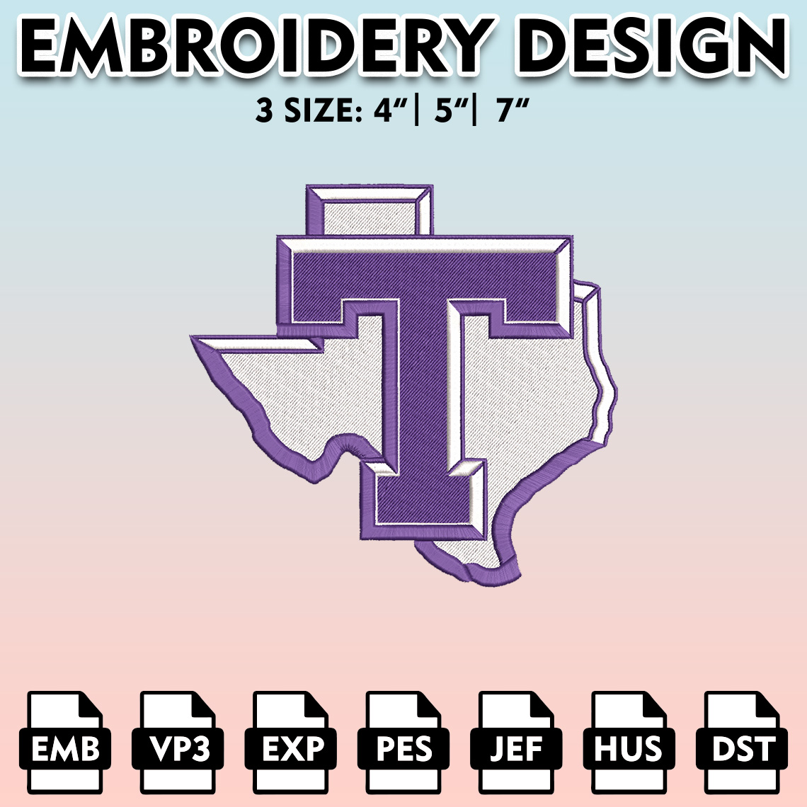 NCAA Logo Embroidery Designs, NCAA Tarleton State Texans, Ta | Inspire Uplift