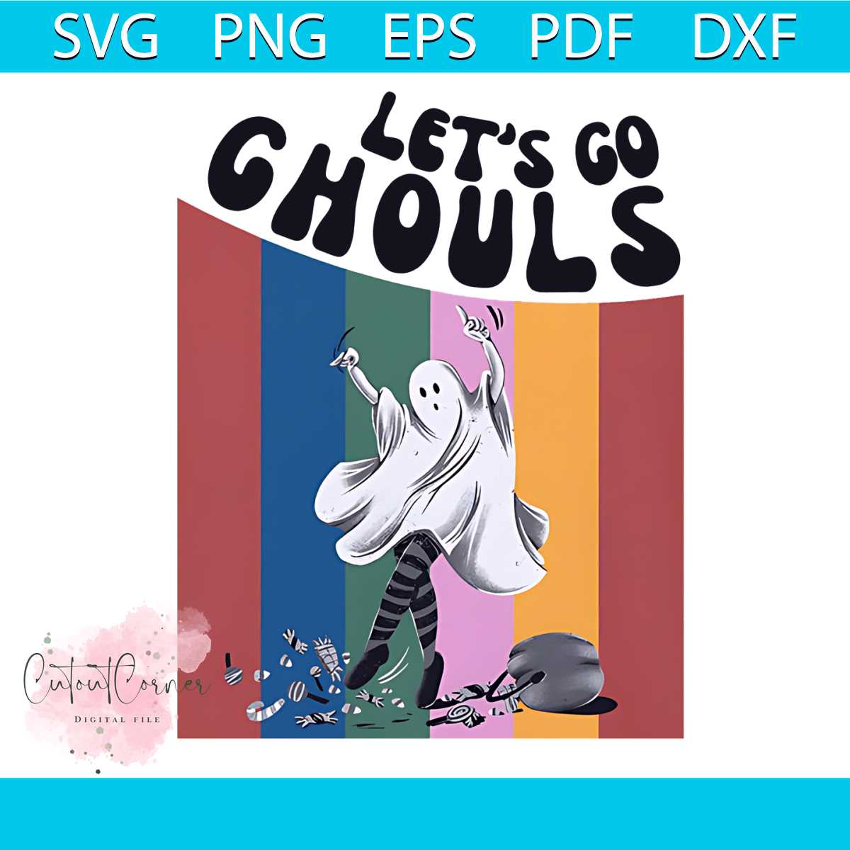 Lets Go Ghouls Retro Halloween Cartoons PNG Sublimation - Inspire Uplift