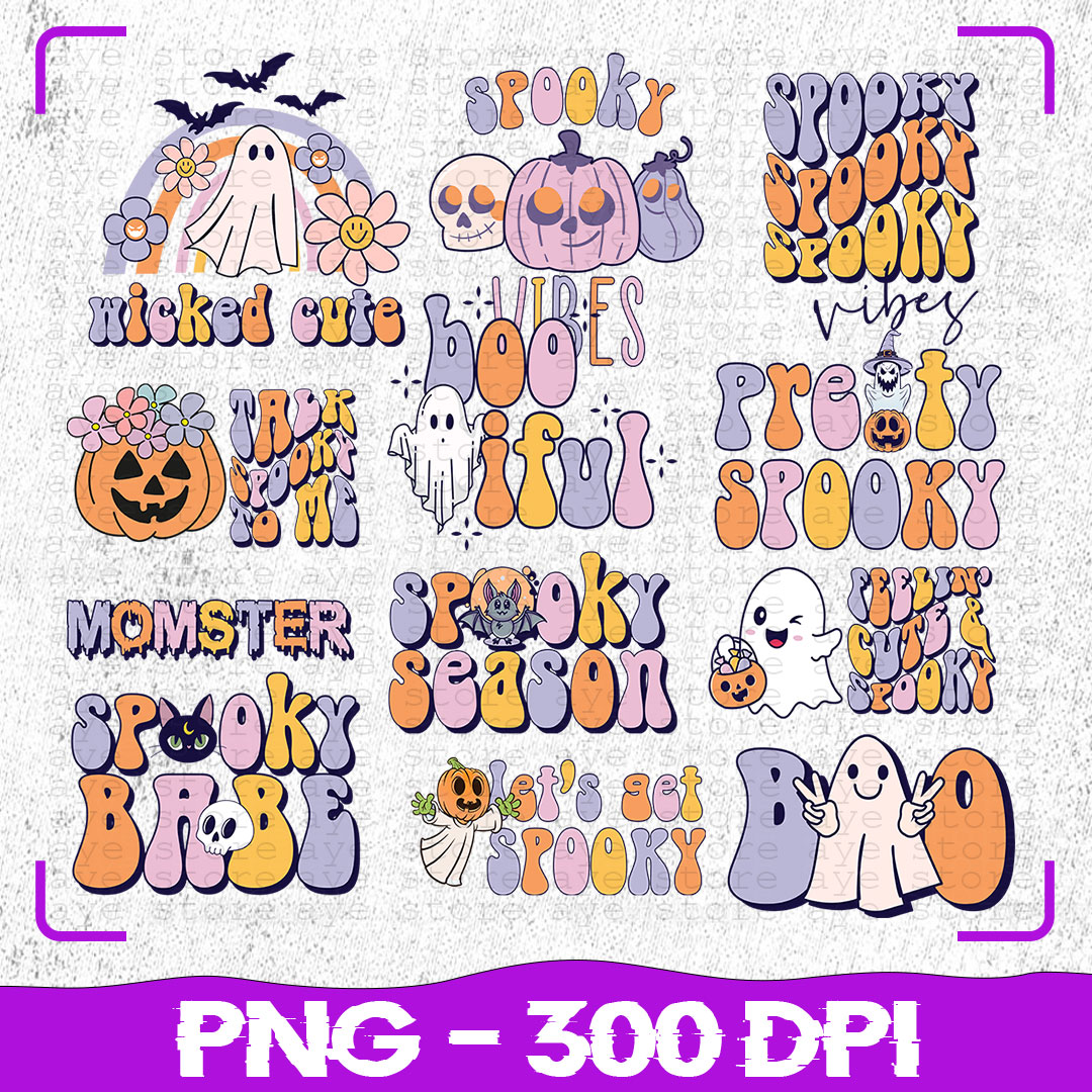 Retro Halloween PNG Sublimation Bundle, Halloween Bundle Des | Inspire ...