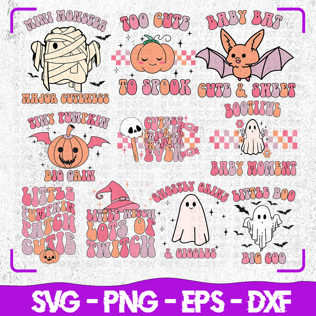 Retro Cute Kids Halloween SVG Bundle, Retro Halloween SVG Bu | Inspire ...