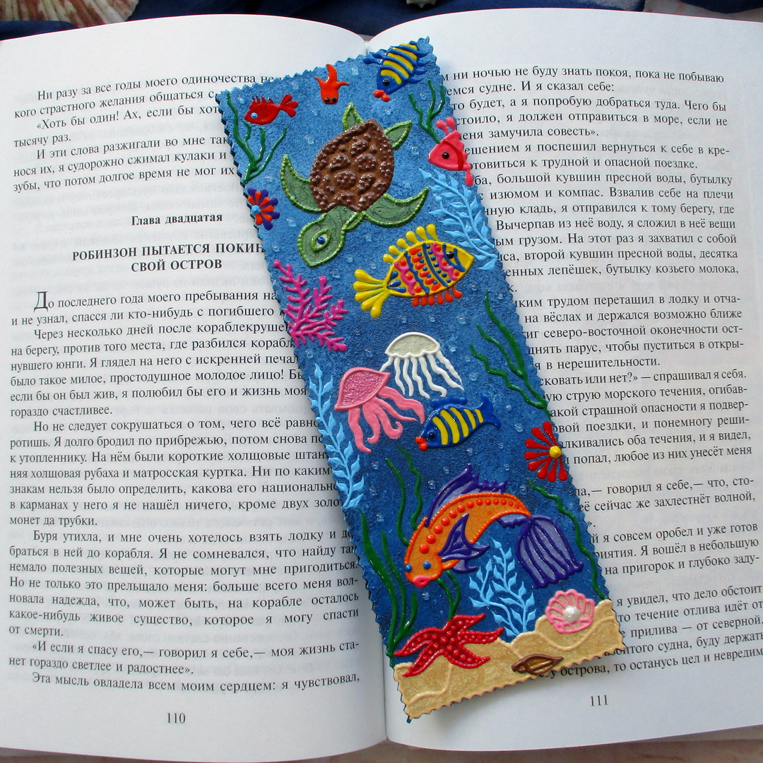 Hand painted bookmark, Under the sea, Leather bookmark, Sea | Inspire ...