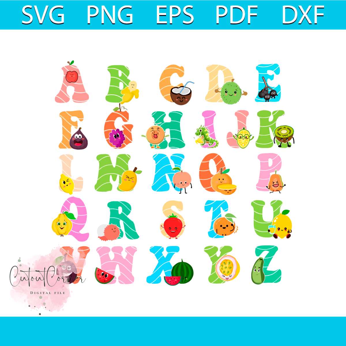Back To School Cute Fruits Alphabet SVG Graphic Design File | Inspire ...