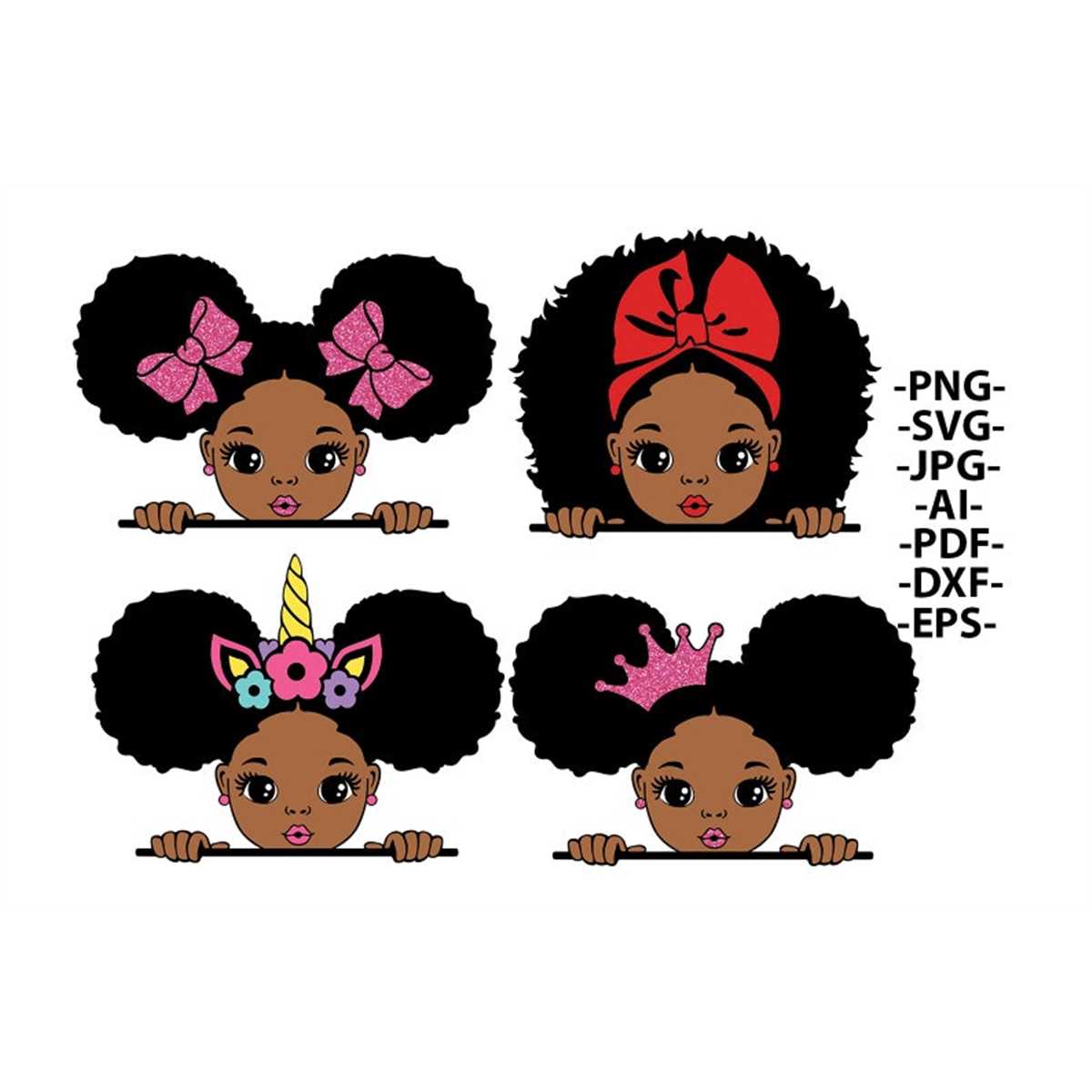 Afro Girl Bundle, Peekaboo Girl Svg, Princess Svg, Bestselle | Inspire ...