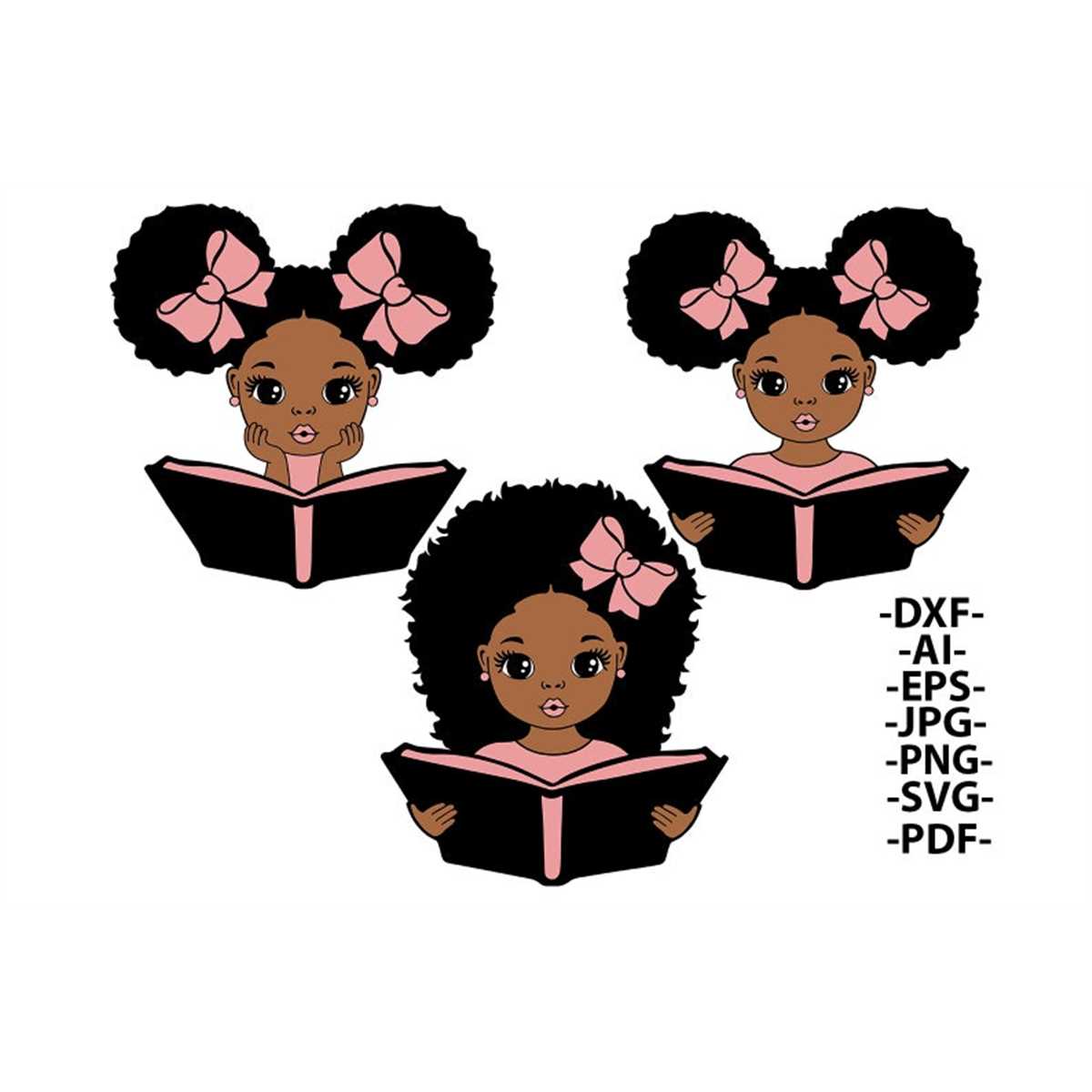 Girl Reading Book Svg, Black Girl Bundle, School, Girl learn | Inspire ...