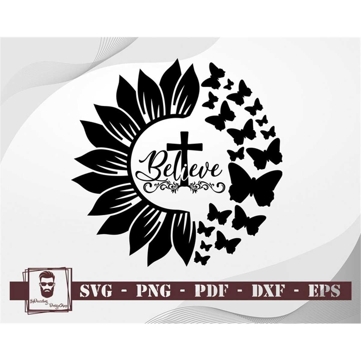 Sunflower Believe Svg, Flower Jesus Svg, Christian Svg, Reli | Inspire ...