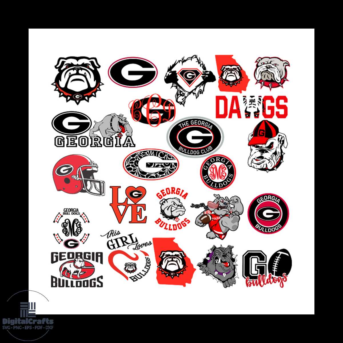 Georgia Bulldogs Logo bundle Svg, Eps, Dxf, Png Instant Down | Inspire ...