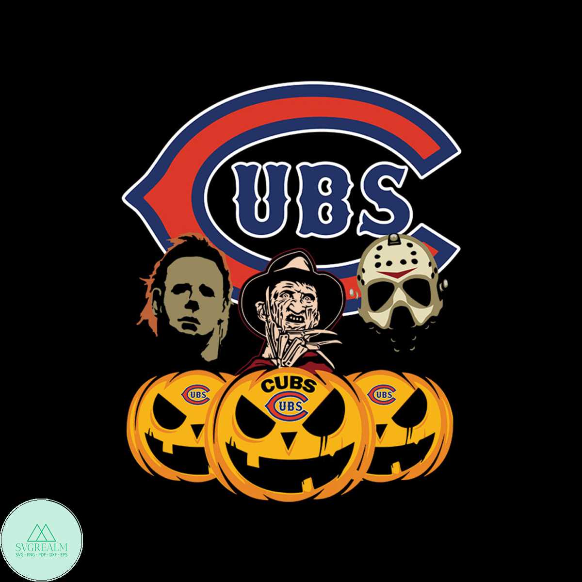 Chicago Cubs Halloween Horror Movie Pumpkin Svg, Jason Voorh | Inspire ...