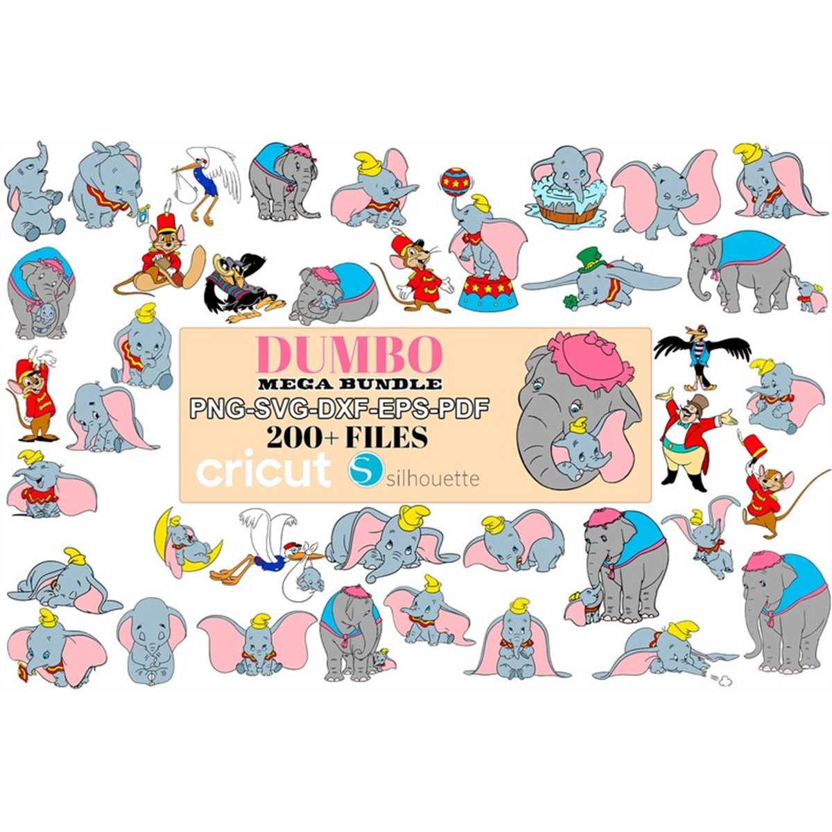Dumbo SVG Bundle, Dumbo Birthday svg, Digital File, Instant | Inspire Uplift